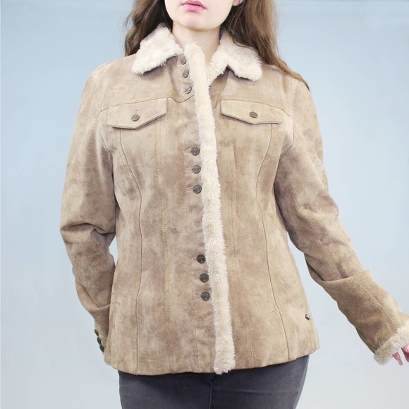 Rivet | Jackets & Coats | Vintage Y2k Suede And Faux Fur Coat By Rivet ...